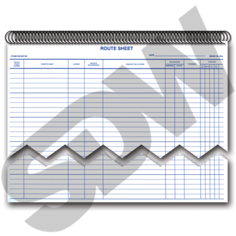 Daily Service Route Sheets (Form #RS-547-SB) #4-159 – SDW