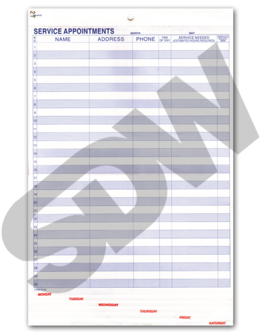 Route Sheets/Appointments (50ct) (Form #63-SA) 4-167 – SDW