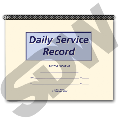 Time Management: Daily Service Record Books (Form #DSR) #4-168 – SDW