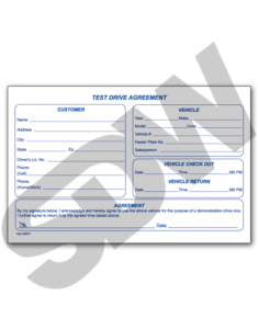 Test Drive Agreement Form (100 Per Pad) #4-8007 – SDW